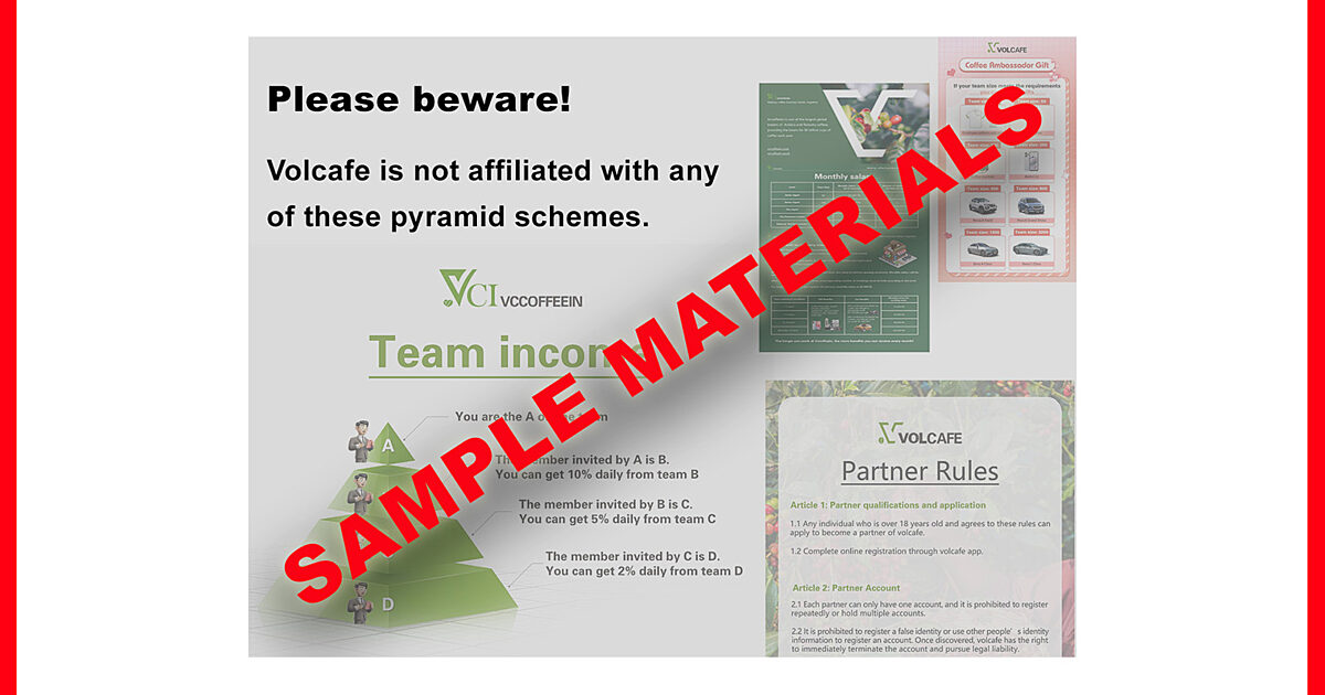 Scam warning: Notice of fraudulent pyramid scheme in India - Volcafe